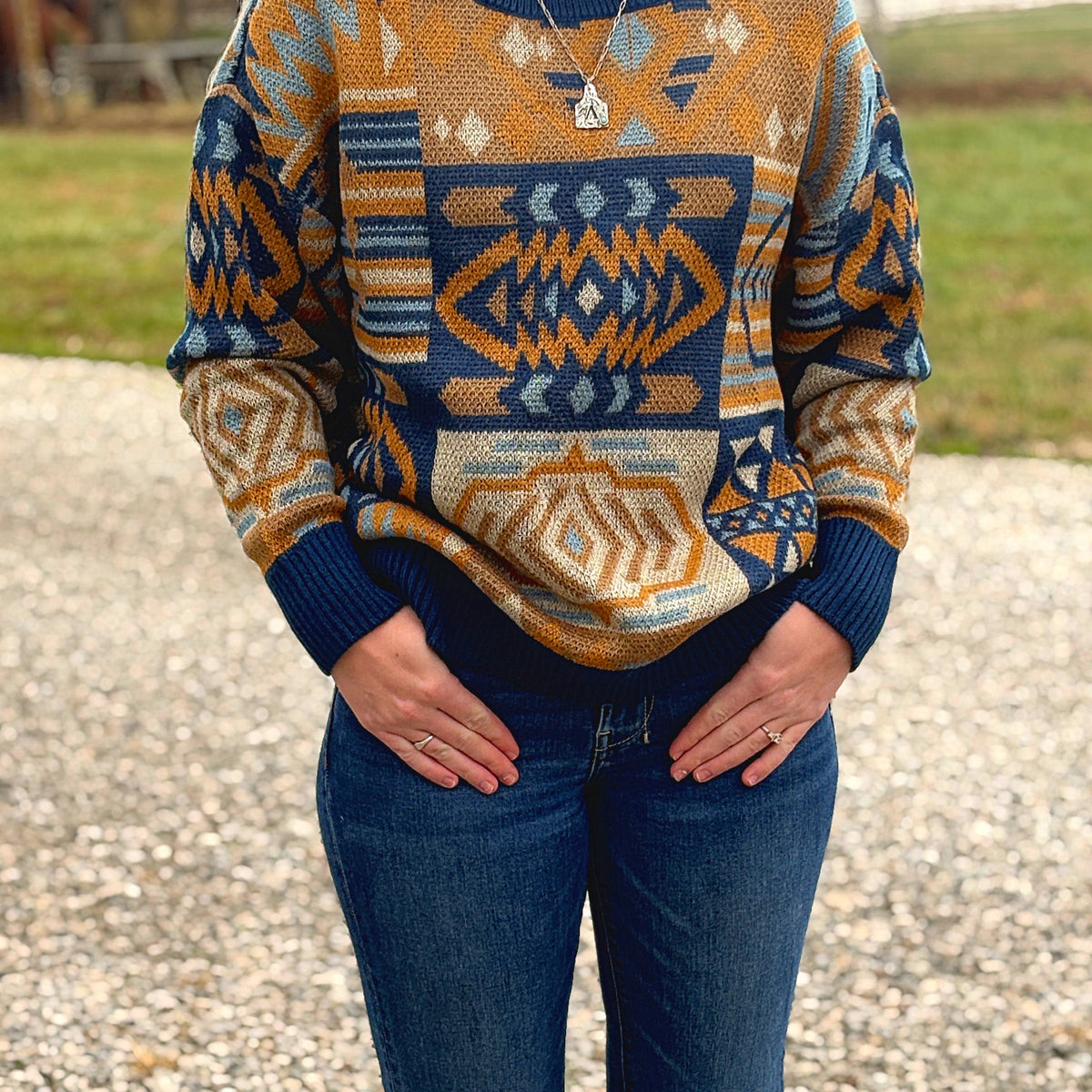 Aztec Patchwork Sweater by Panhandle | Henderson's Western Store